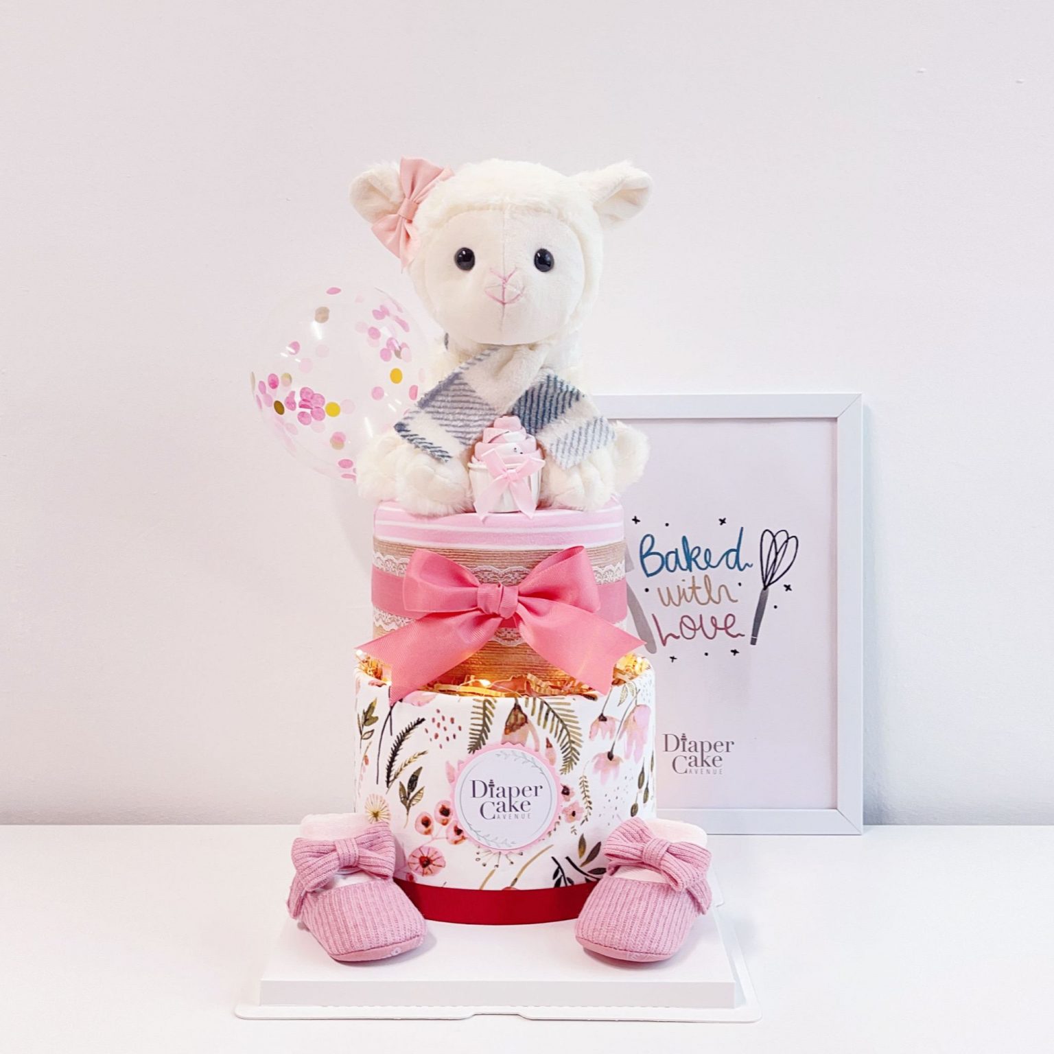 2 Tier Little Lamb Diaper Cake | Personalised Baby Gift Shop Singapore ...